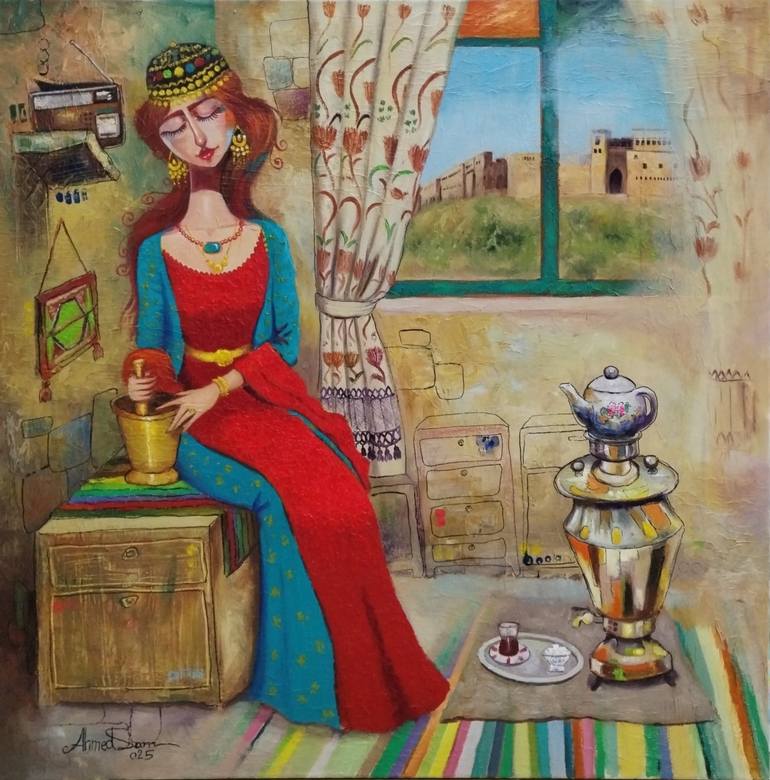 girl in red Painting by Ahmed Sam | Saatchi Art