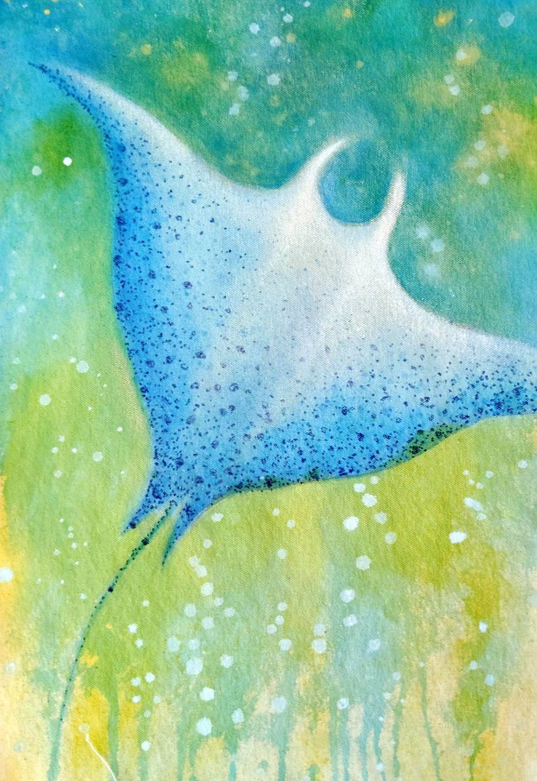 Manta Ray Swim Painting by sandro gia | Saatchi Art