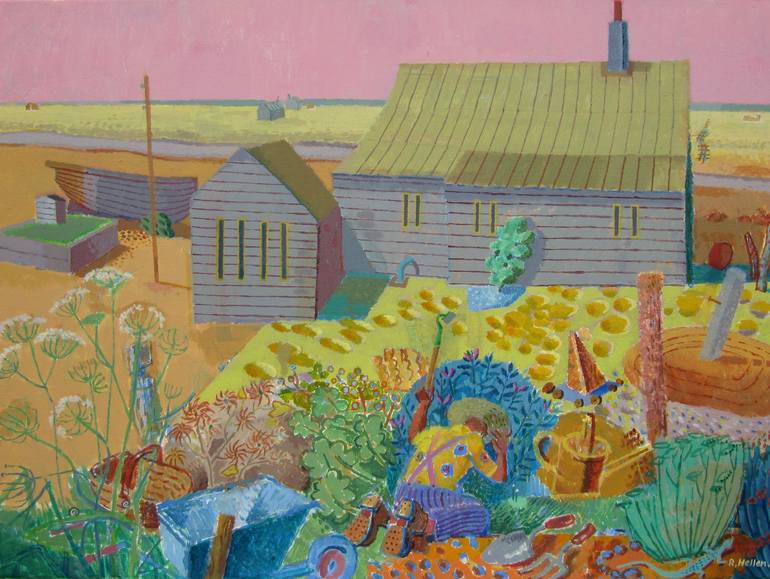 Derek Jarman at Prospect Cottage, Dungeness Painting by Ronald Hellen ...