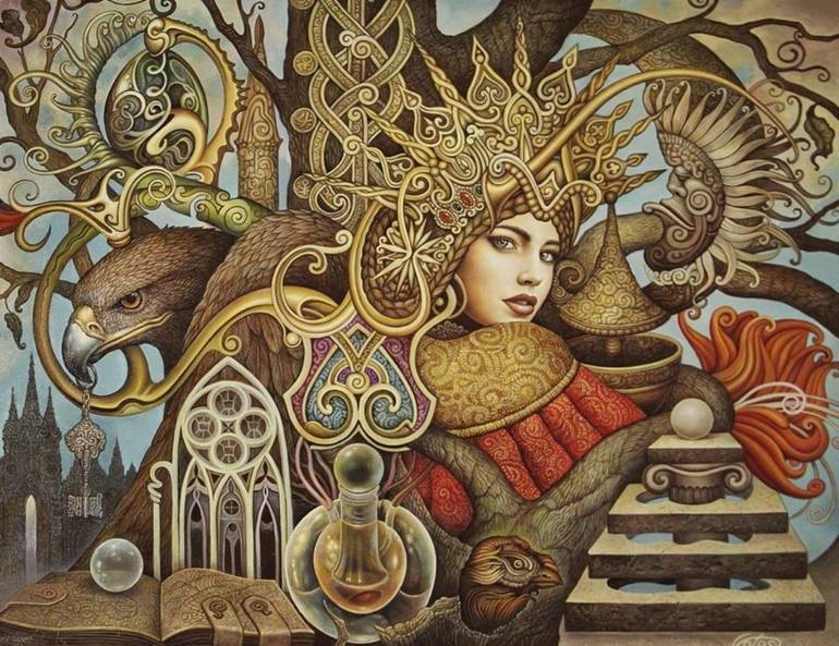 The Crescent on the branches Painting by Igor Volos | Saatchi Art