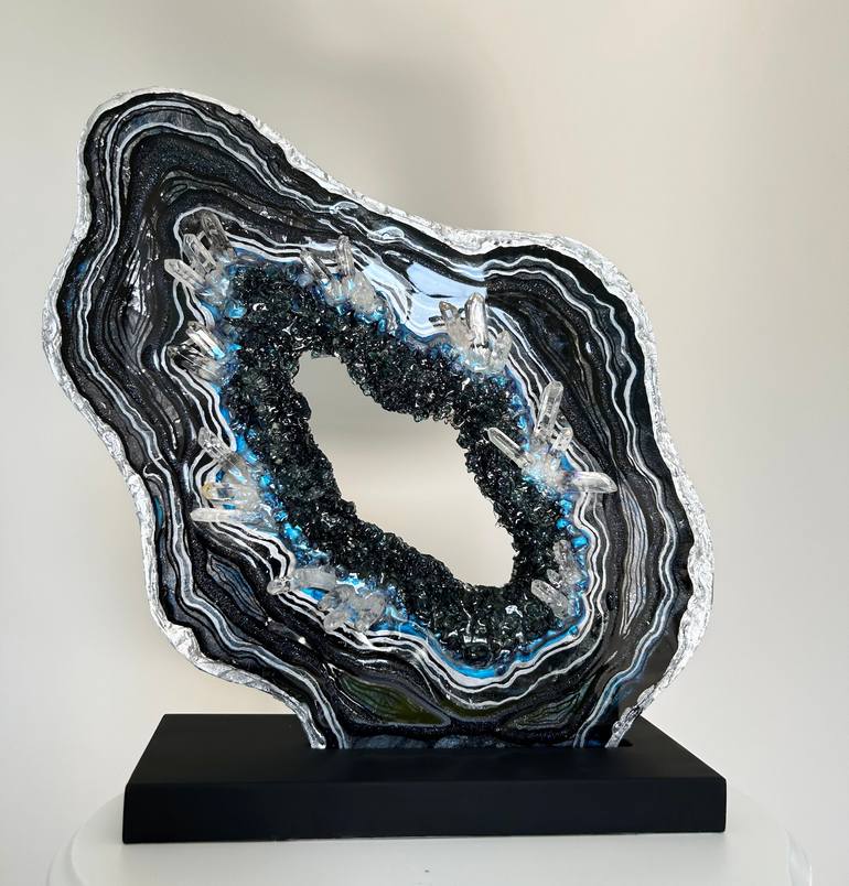Geode Slice Onyx Sculpture by Alexandra Dobreikin | Saatchi Art