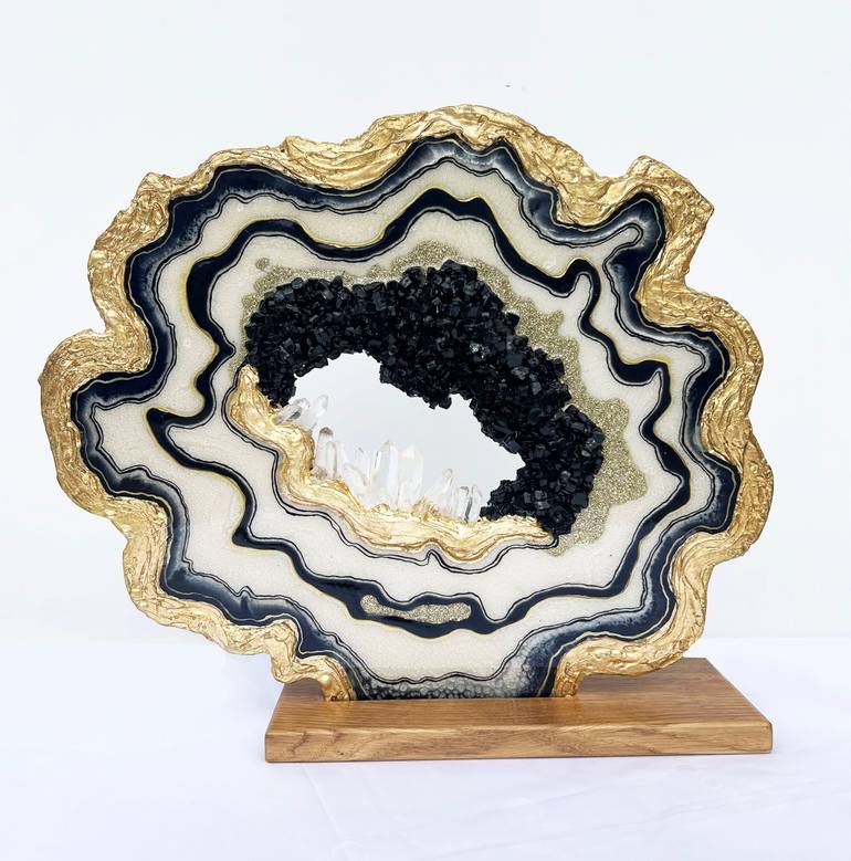 3D Geode Slice Gold Black Ivory Sculpture by Alexandra Dobreikin ...
