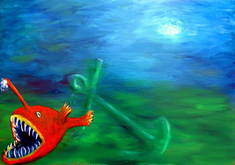 evil fish Painting by Oktay Alkan | Saatchi Art