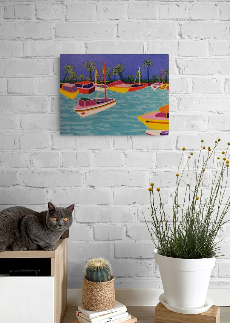 Dunedin Marina Painting by Sue Graef | Saatchi Art