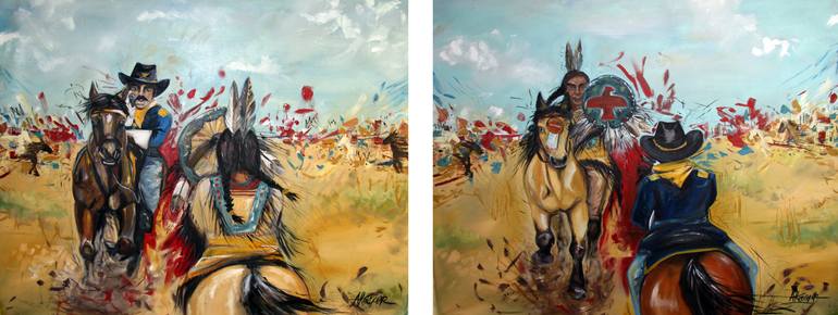 The Kidder Massacre Diptych Painting by Avery Kasper | Saatchi Art