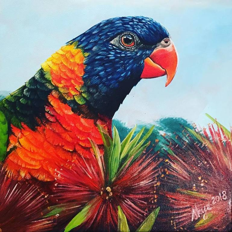 Australian Rainbow Lorikeet Painting by Skye Carroll | Saatchi Art