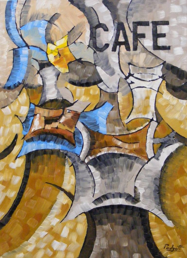 Coffee with Bagel - after Picasso's 1912 Pigeon with Peas - Painting by ...