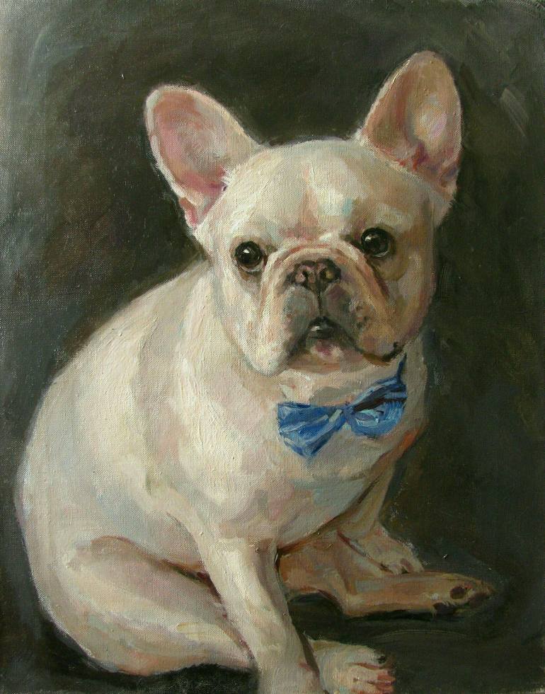 White bulldog Painting by Nina Ezerskaya | Saatchi Art