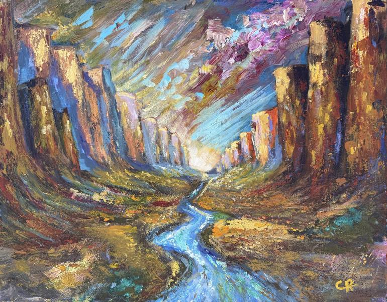 Canyon River Glow Painting by Chris Rutledge | Saatchi Art
