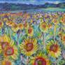 Sunflower Fields Painting by Chris Rutledge | Saatchi Art