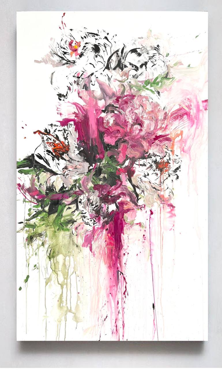Pink flower 7 Painting by Rosi Roys | Saatchi Art