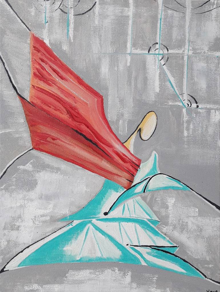 woman in dance with a red veil Painting by Viktoriya Yukhnovska ...