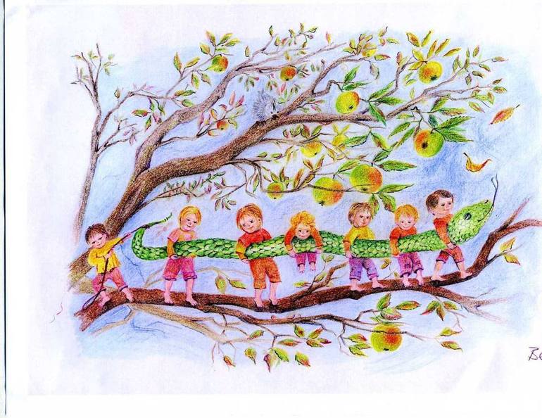 flower kids Drawing by Bé Schmidlin | Saatchi Art