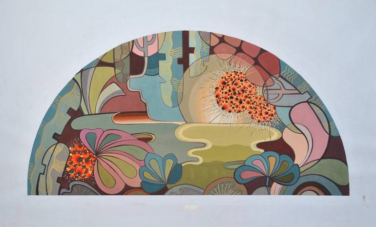 Layout in a semicircle. (50x100cm) Painting by Phung Wang | Saatchi Art