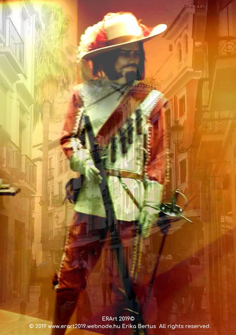 Spanish musketeer soldier with an matchlock musket or arquebus gun ...