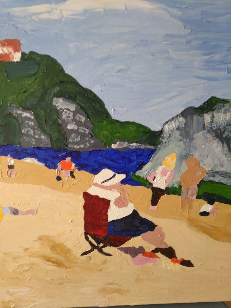 Woman on Beach, Tenby Painting by Lizzie Tobin | Saatchi Art