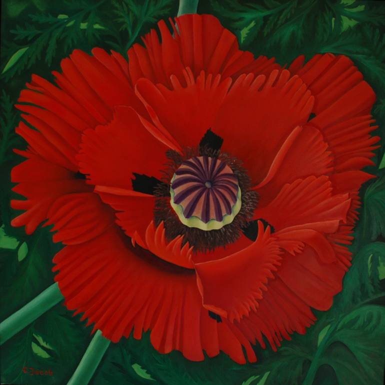 Red Poppy Painting by Elsa Jacob Moosbrugger | Saatchi Art