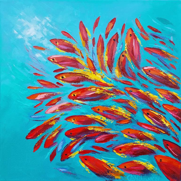 Orange Fish Still Life Painting by Olga Nikitina | Saatchi Art
