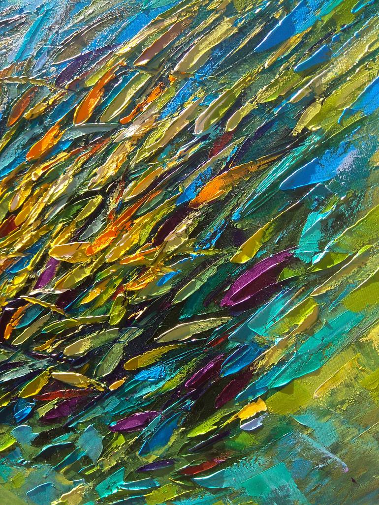 School of Yellow Fish Painting by Olga Nikitina | Saatchi Art