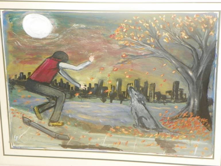 12 YR old skater Painting by lori partlow | Saatchi Art