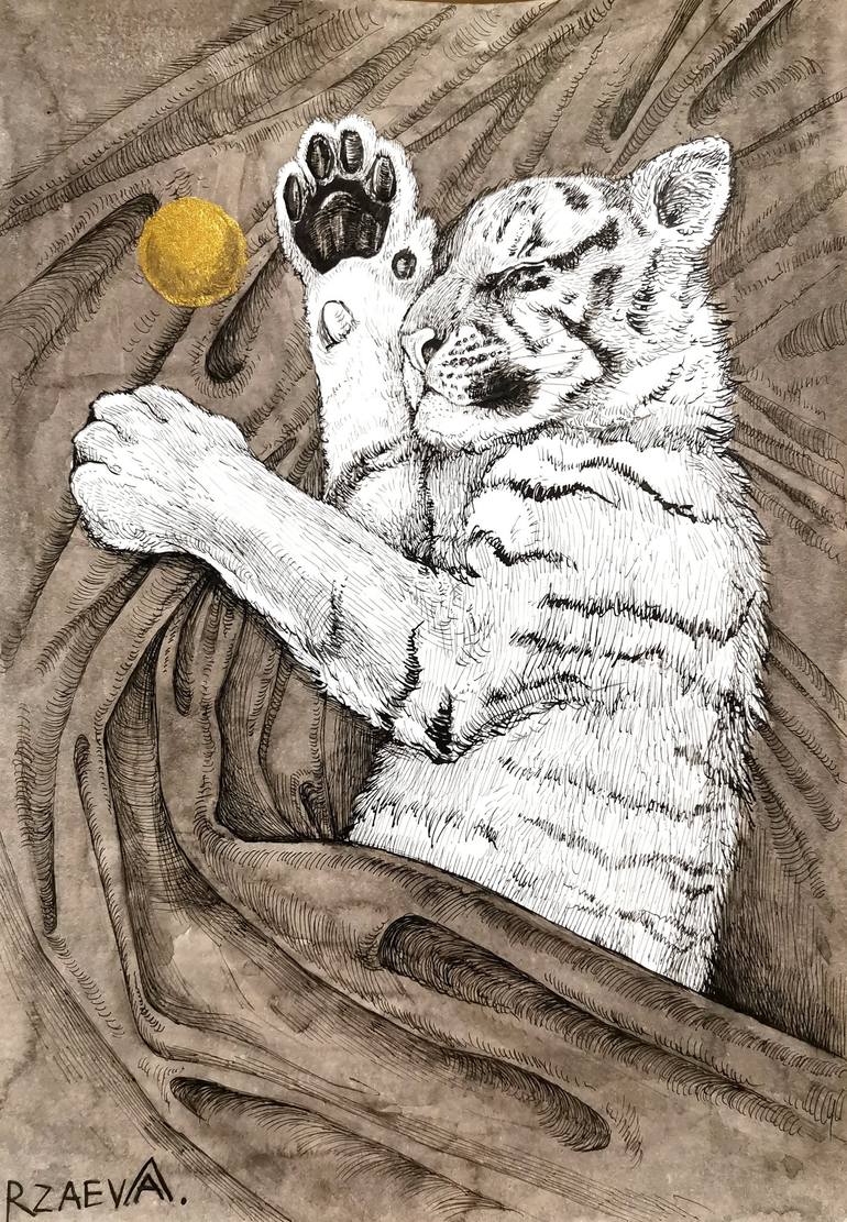 A sleeping tiger Drawing by Anna Rzaeva | Saatchi Art
