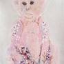 The Gold-Leafed Pink Monkey Drawing by Karenina Fabrizzi | Saatchi Art