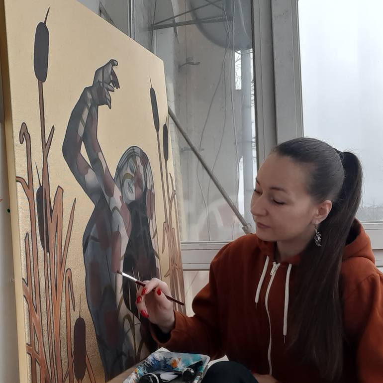 Original painting River grasses. Painting by Olena Lytvynenko | Saatchi Art