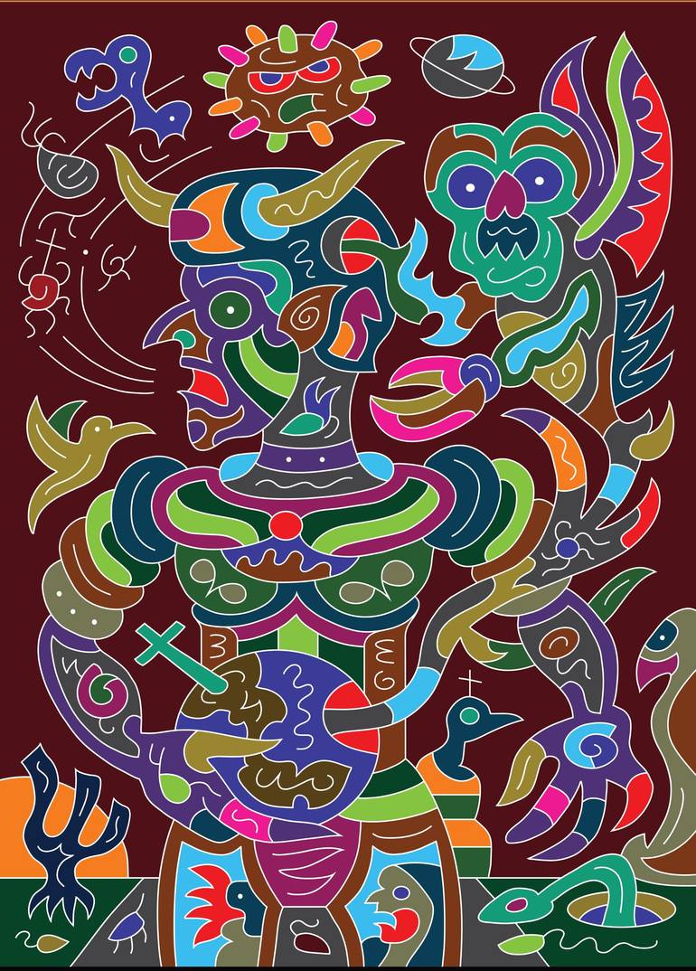 Demon Corona Drawing by Rene Tholen | Saatchi Art