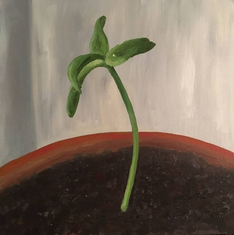 Sunflower sprout Painting by Peter S | Saatchi Art