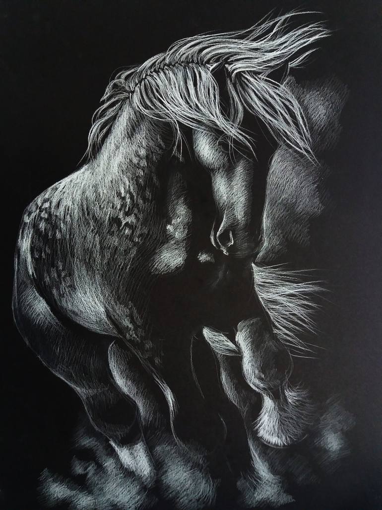 Wind horse Drawing by Oksana Kostrychenko | Saatchi Art