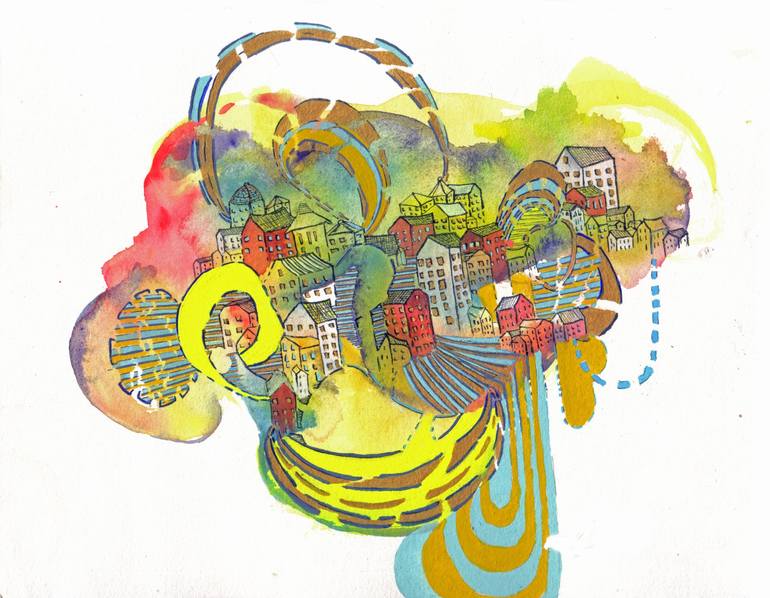 Floating Village #2 Painting by Isabelle Dillard | Saatchi Art