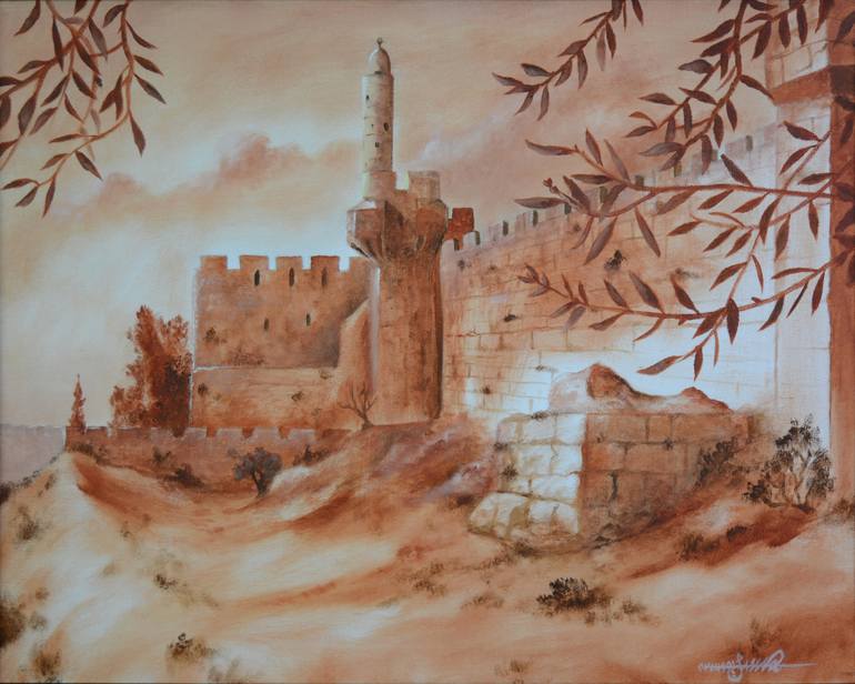 Old Walls of Jerusalem Painting by Alhaitham Jassar | Saatchi Art