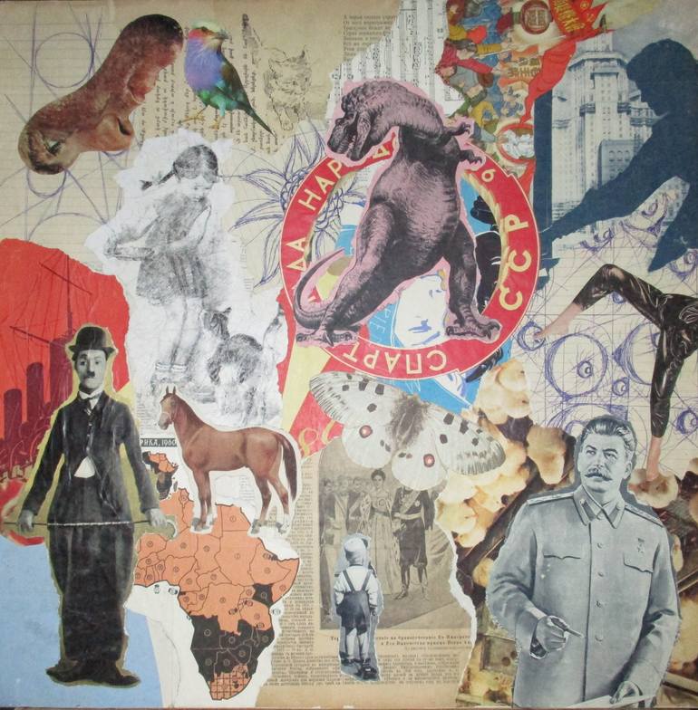 Mixed Media Collage Paper / Vintage Paper Joseph Stalin / Charles ...
