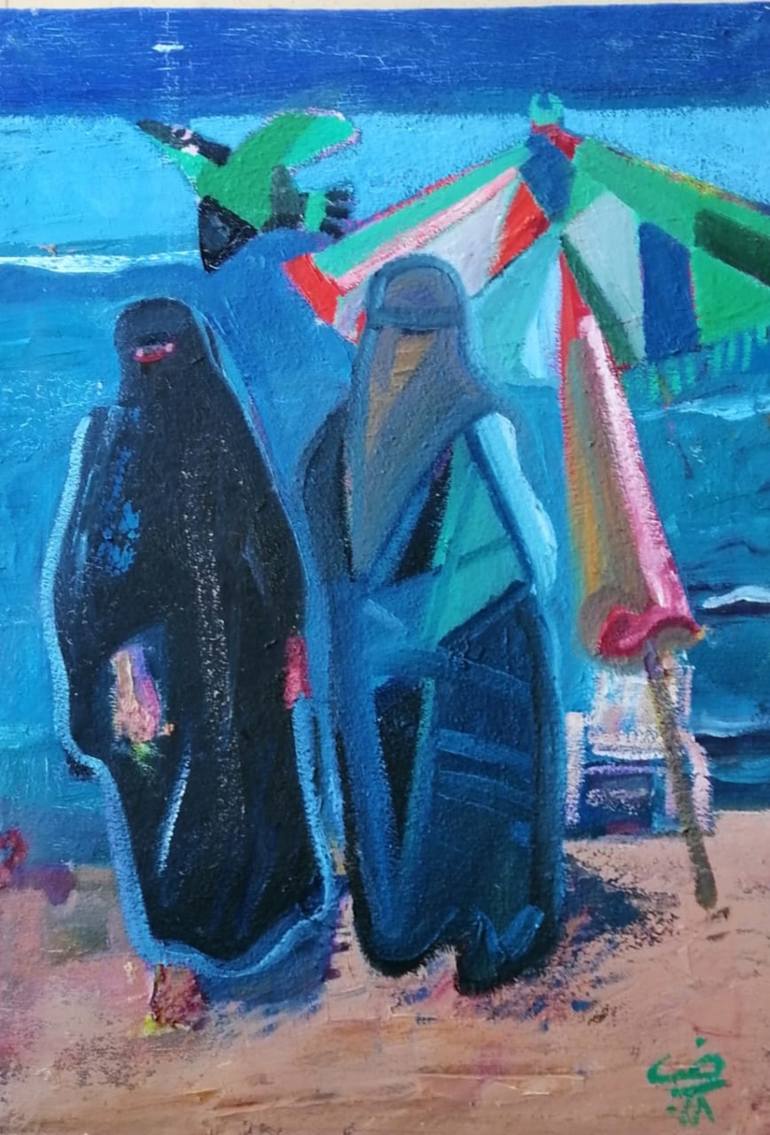 tow girls Painting by reda abdel salam | Saatchi Art