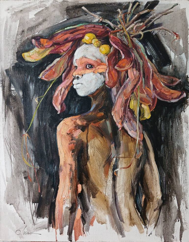 Portrait of an African boy. People of Omo 2. Painting by Olga Ivanenko | Saatchi Art