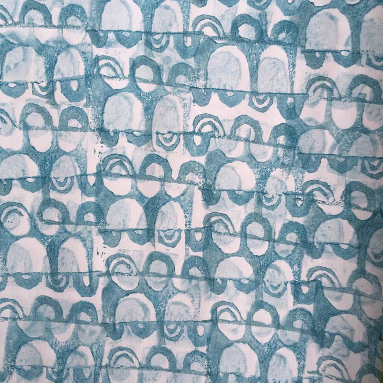 Blue Rhythm Tapa. Printmaking by Maria Klein | Saatchi Art