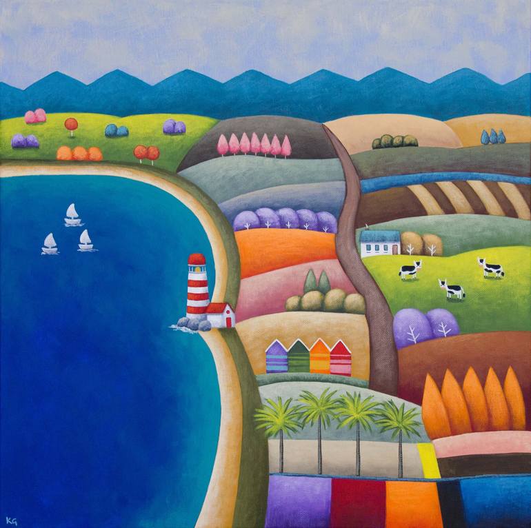 Lighthouse Bay Painting by Kate Graham | Saatchi Art