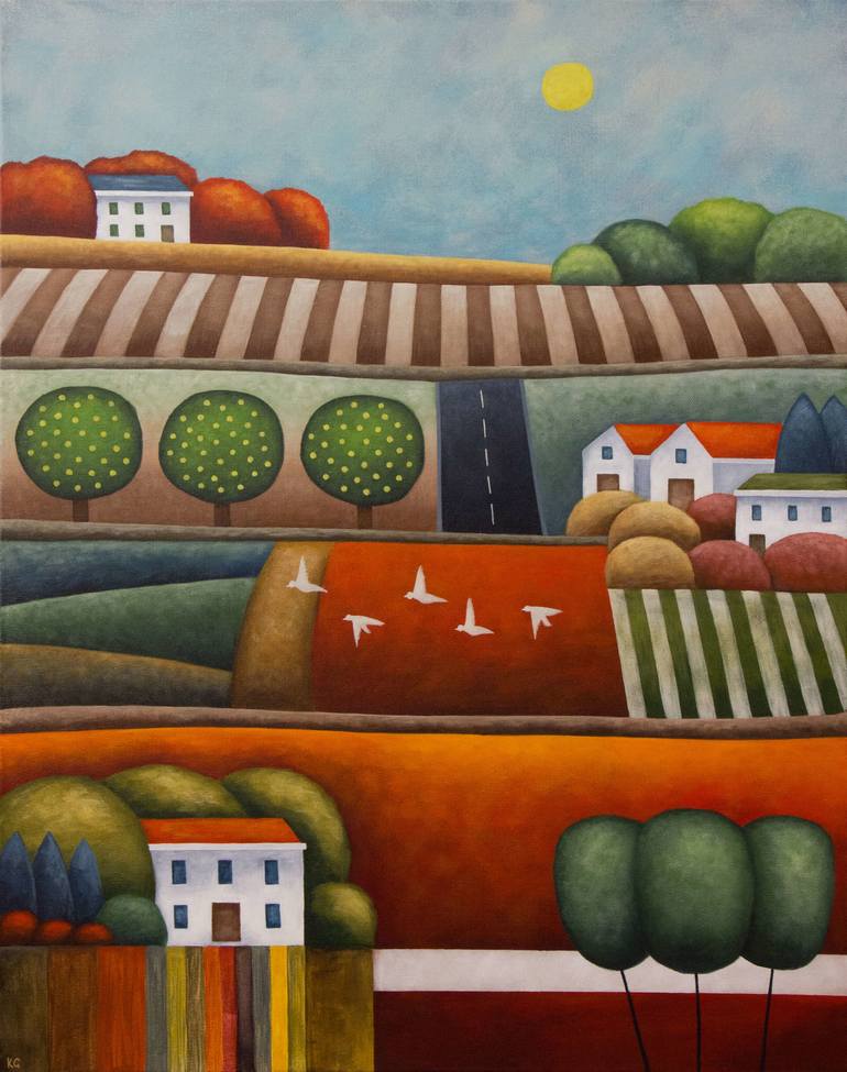 Fields and Flight Painting by Kate Graham | Saatchi Art