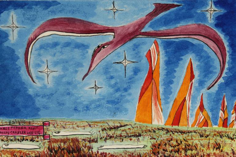 A Flingy herding Ground Worms Painting by Christopher Rehm | Saatchi Art