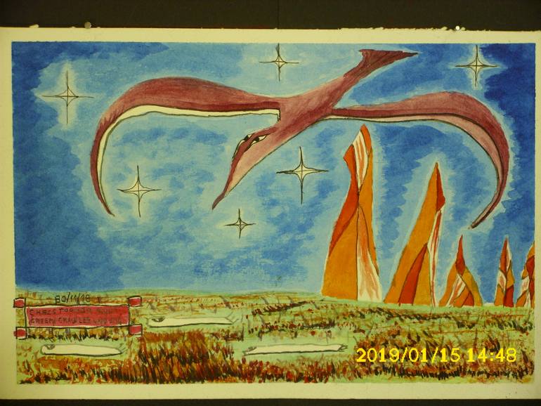 A Flingy herding Ground Worms Painting by Christopher Rehm | Saatchi Art