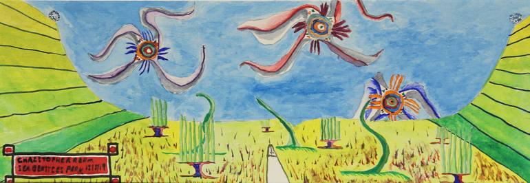 The Sea Beastie Skate Park Painting by Christopher Rehm | Saatchi Art
