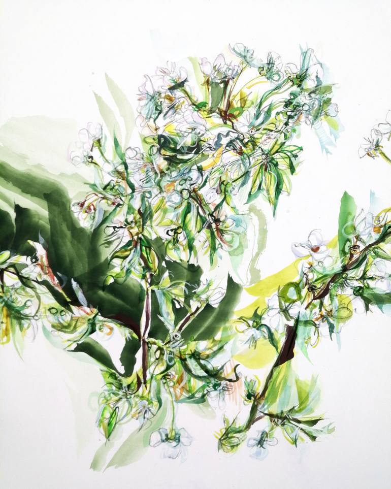 Pack light, cherry blossom Painting by Emma Archer | Saatchi Art