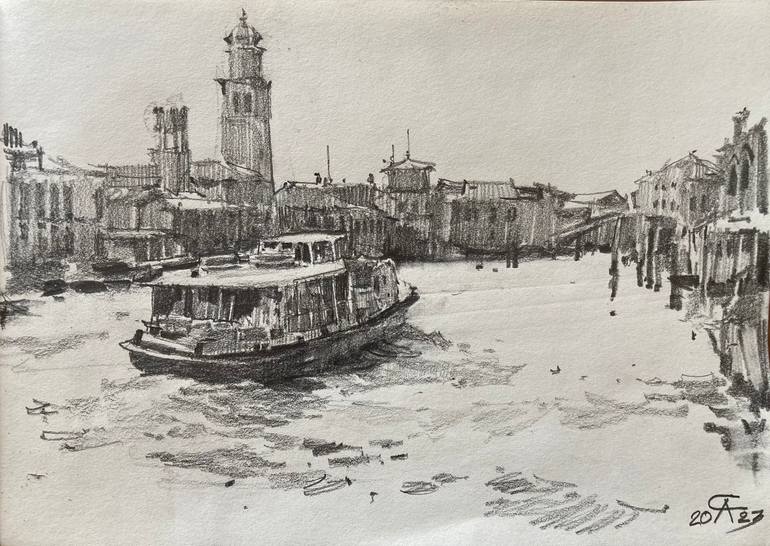 Vaporetto. Back view. Album Venice. Drawing by Andrey Svistunov ...
