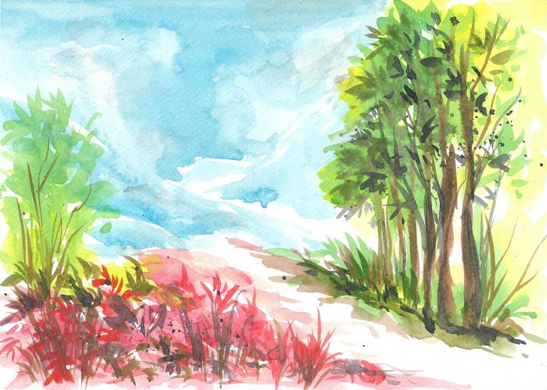 Watercolor Landscape 02 Painting by Arindam Paul | Saatchi Art