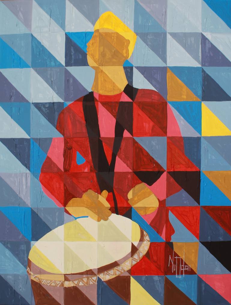 Traditional Drummer Painting by Theophilus Tetteh | Saatchi Art