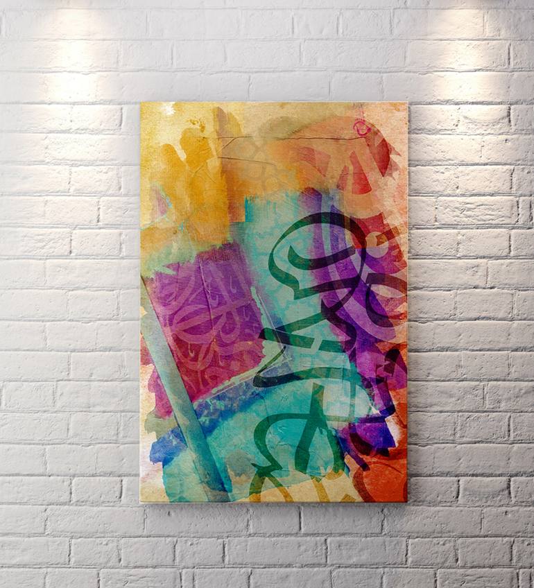 Arabic Abstract Calligraphy Wall Art Canvas Prints Painting by Muhammad ...