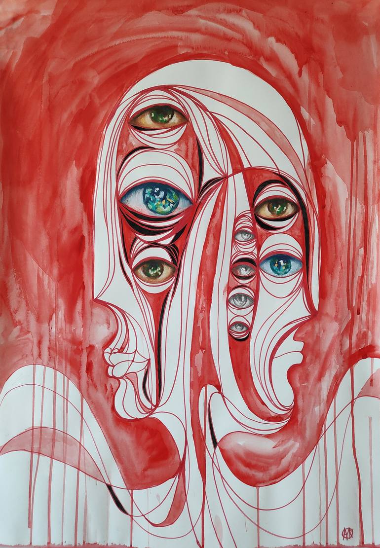 In the red captivity Painting by Mary M | Saatchi Art