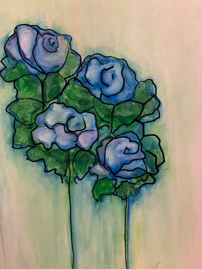 blue roses Painting by Maureen Thompson | Saatchi Art
