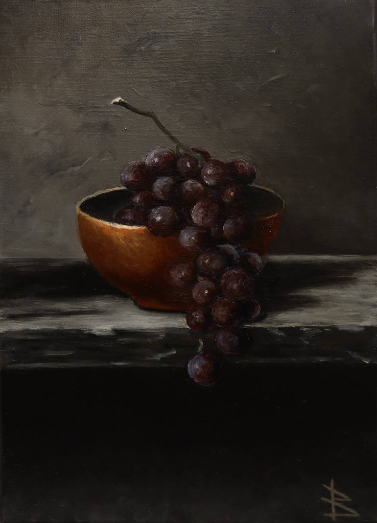 The bowl with grapes Painting by Oleg Baulin | Saatchi Art