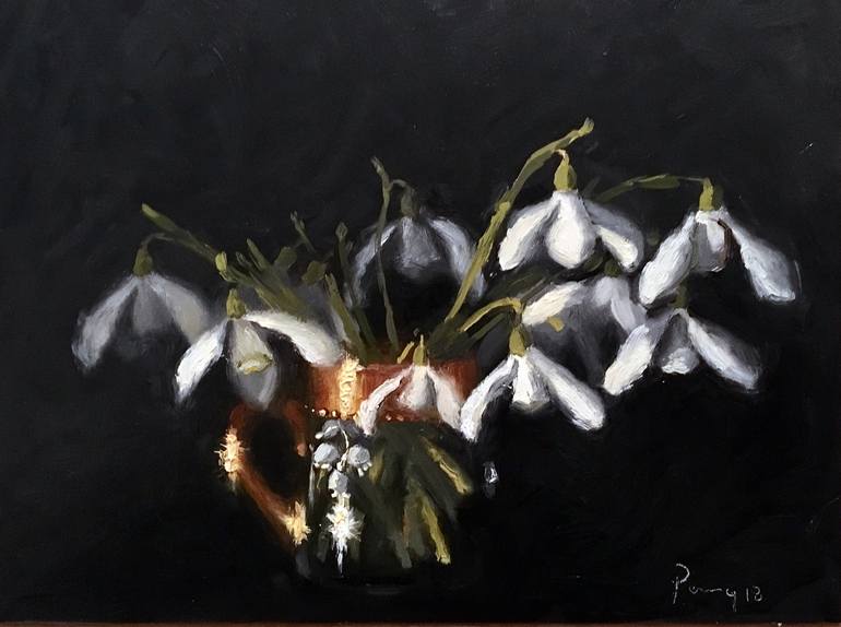 Snow Drops Painting by Emma Perring | Saatchi Art